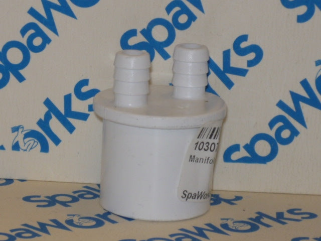 103076 Manifold: 2-Port 1"SPGT x 3/8" Barb – SpaWorks